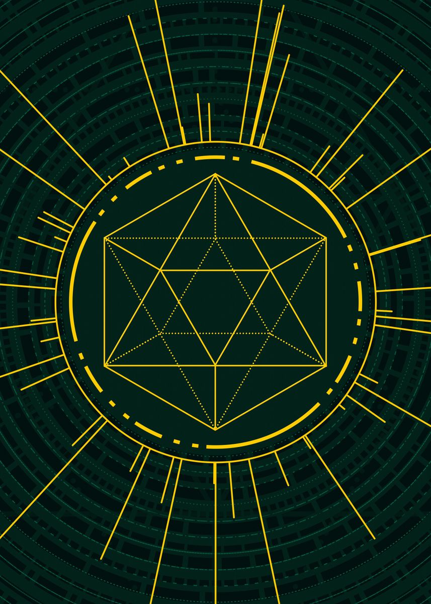 'Gold Sacred Geometry Glyph' Poster by Holy Rock Design | Displate