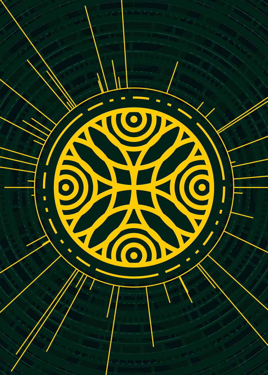 'Gold Sacred Geometry Glyph' Poster by Holy Rock Design | Displate