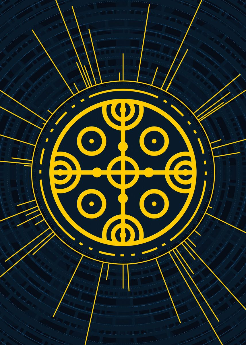 'Gold Geometric Glyph Rune' Poster, picture, metal print, paint by Holy ...