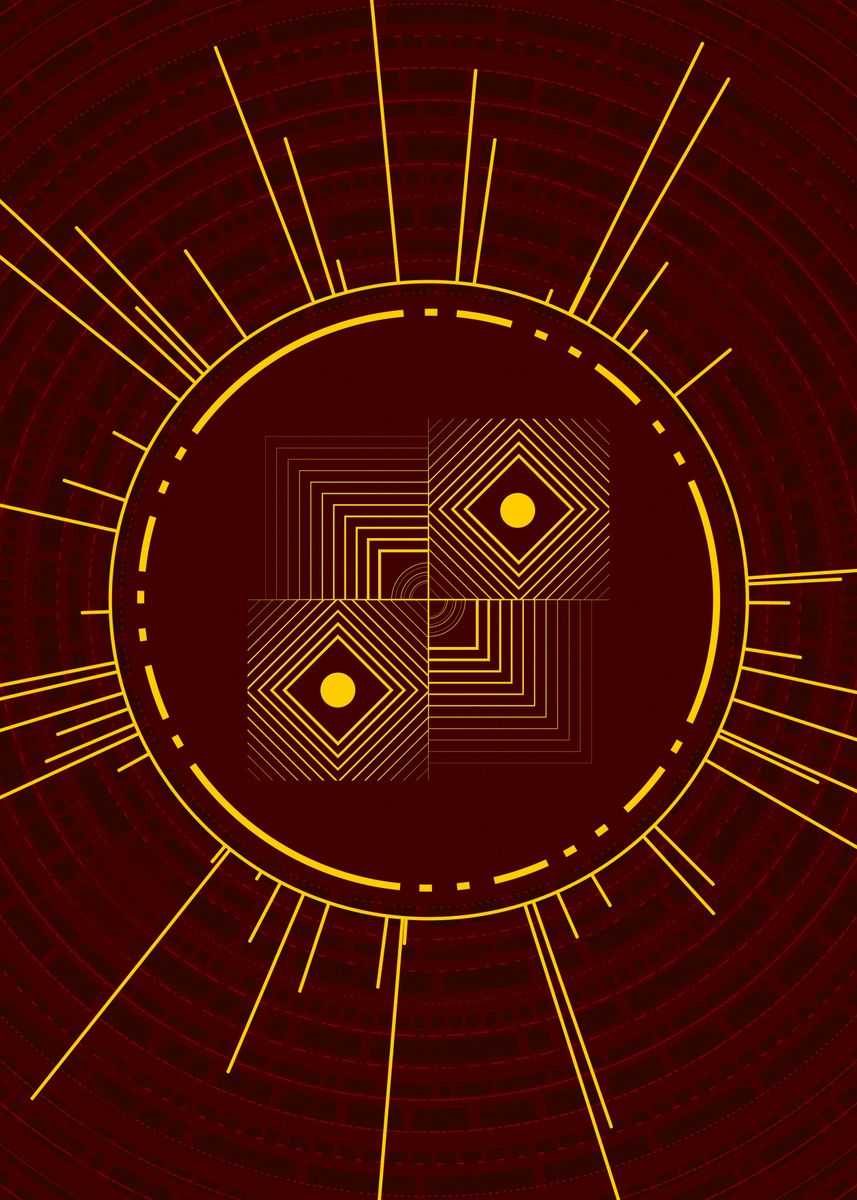 'Gold Sacred Geometry Glyph' Poster by Holy Rock Design | Displate