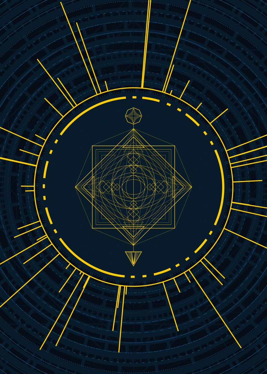 'Gold Geometric Glyph Sign' Poster by Holy Rock Design | Displate