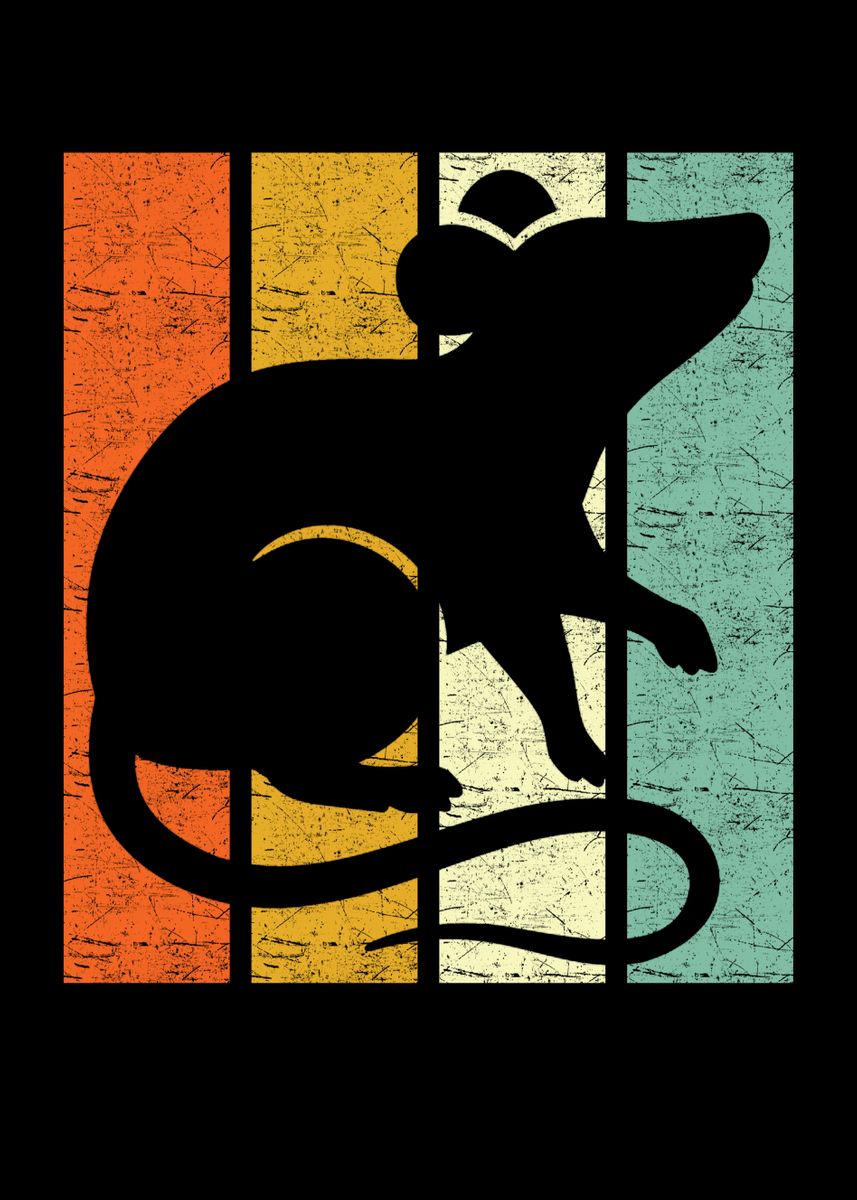 'Rat Retro' Poster, picture, metal print, paint by schmugo | Displate