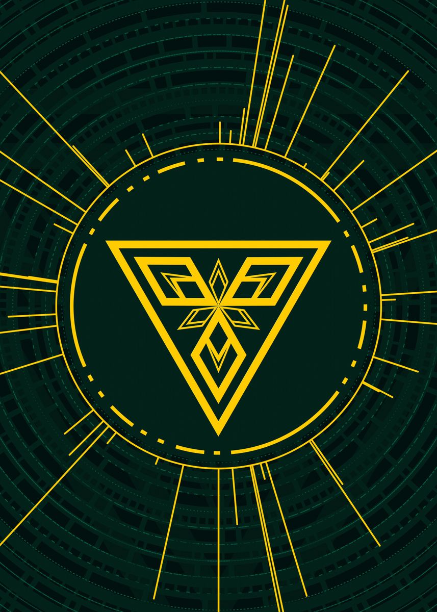 'Gold Geometric Glyph Sign' Poster by Holy Rock Design | Displate