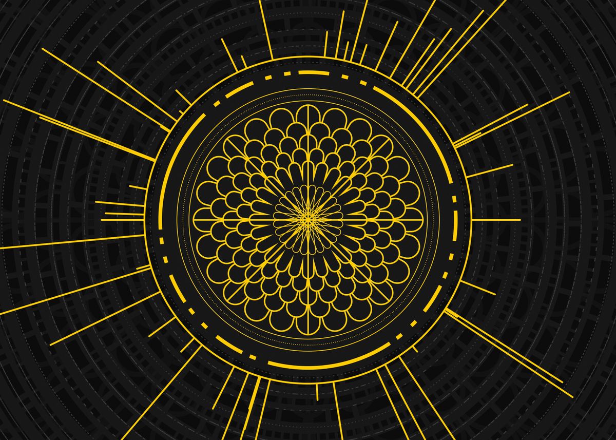 'Gold Sacred Geometry Glyph' Poster by Holy Rock Design | Displate