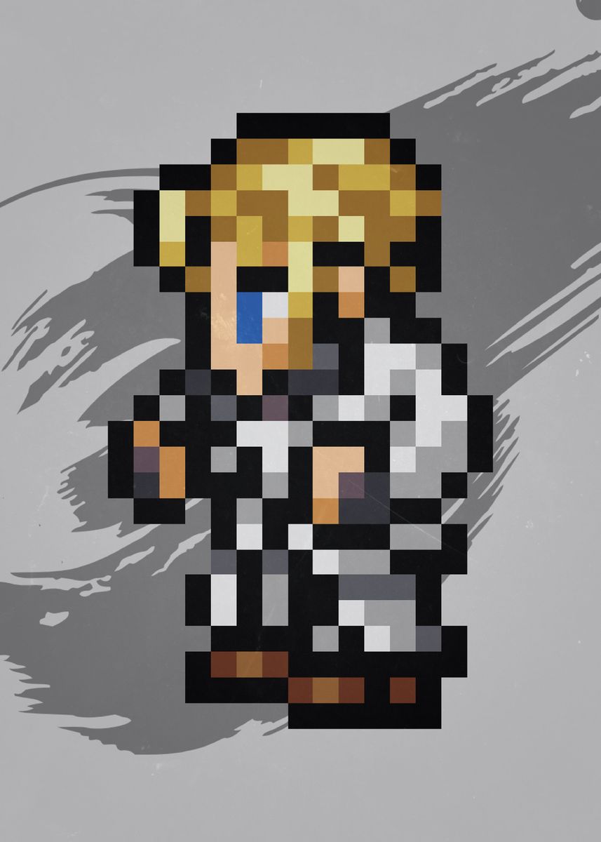 'FF VII Rufus Pixel Sprite' Poster, picture, metal print, paint by Ze ...
