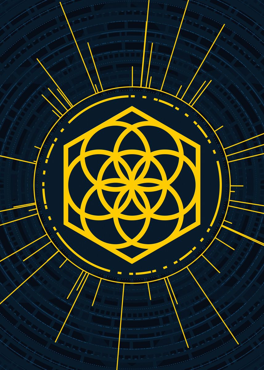 'Gold Geometric Glyph Rune' Poster by Holy Rock Design | Displate