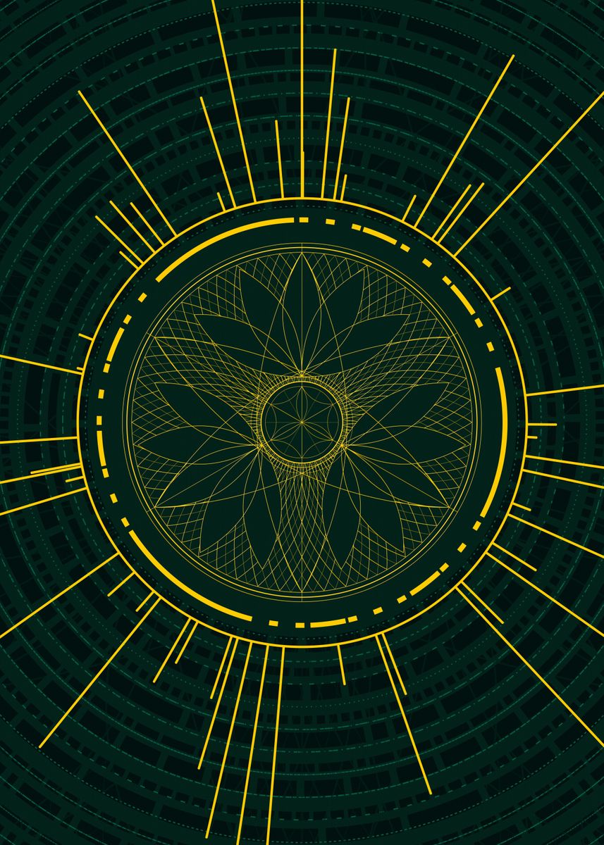 'Gold Geometric Glyph Sign' Poster by Holy Rock Design | Displate