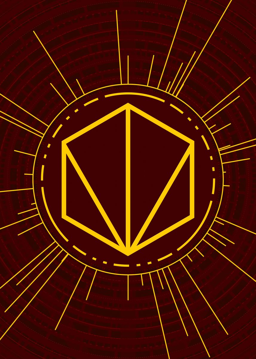 'Gold Geometric Glyph Sign' Poster by Holy Rock Design | Displate