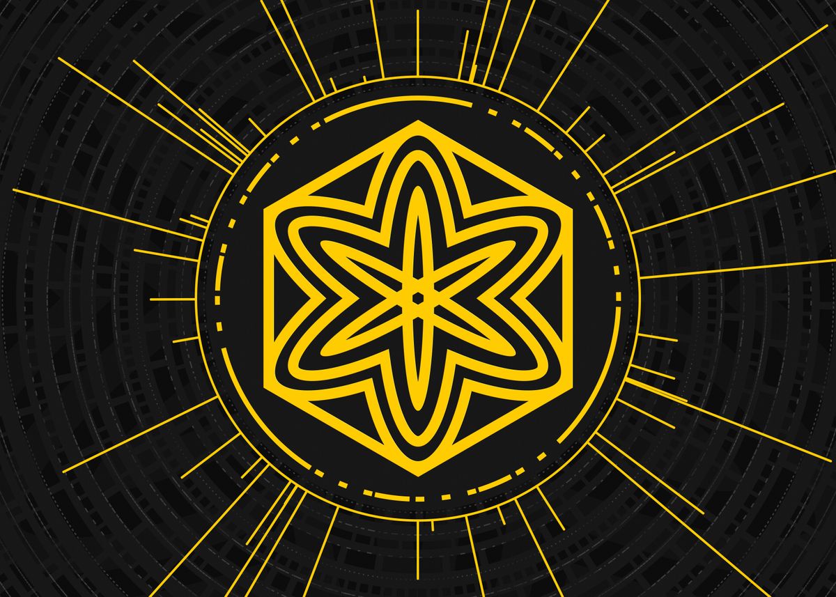 'Yellow Glyph Mandala Rune' Poster by Holy Rock Design | Displate