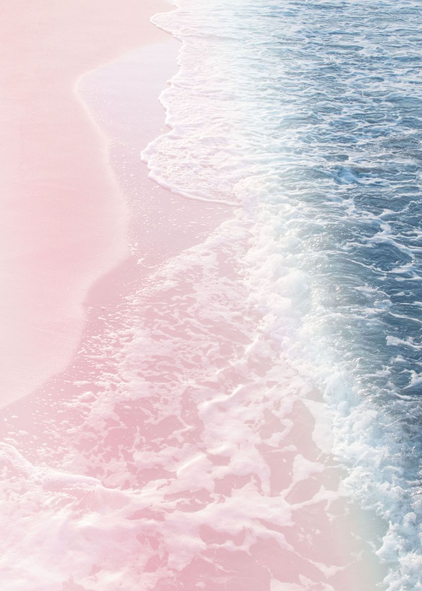 'Blush Pink Blue Ocean 2' Poster, picture, metal print, paint by Anita ...