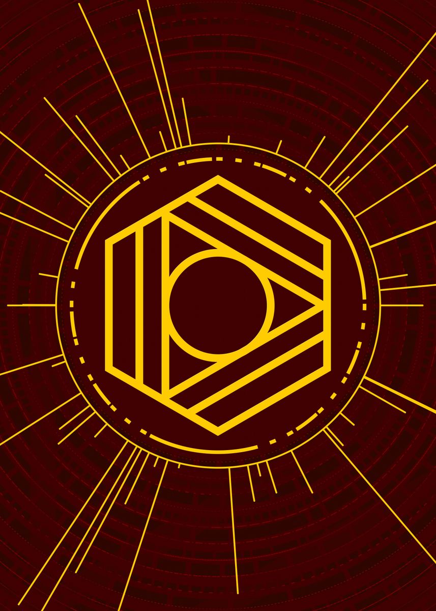 'Gold Geometric Glyph Rune' Poster, picture, metal print, paint by Holy ...