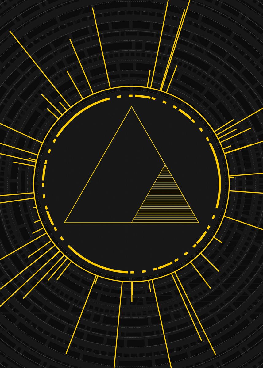 'Gold Geometric Glyph Rune' Poster, picture, metal print, paint by Holy ...