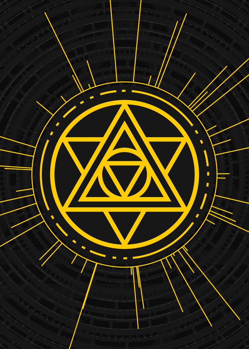 'Yellow Gold Magic Glyph' Poster, picture, metal print, paint by Holy ...