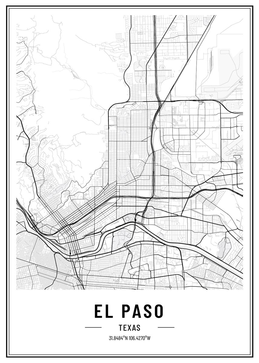 'El paso usa map' Poster, picture, metal print, paint by Designersen ...