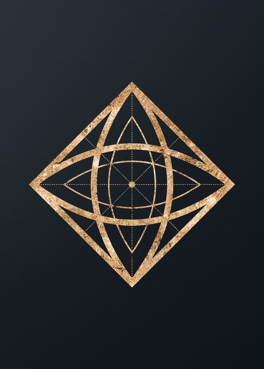 'Gold Geometric Glyph Rune' Poster, picture, metal print, paint by Holy ...