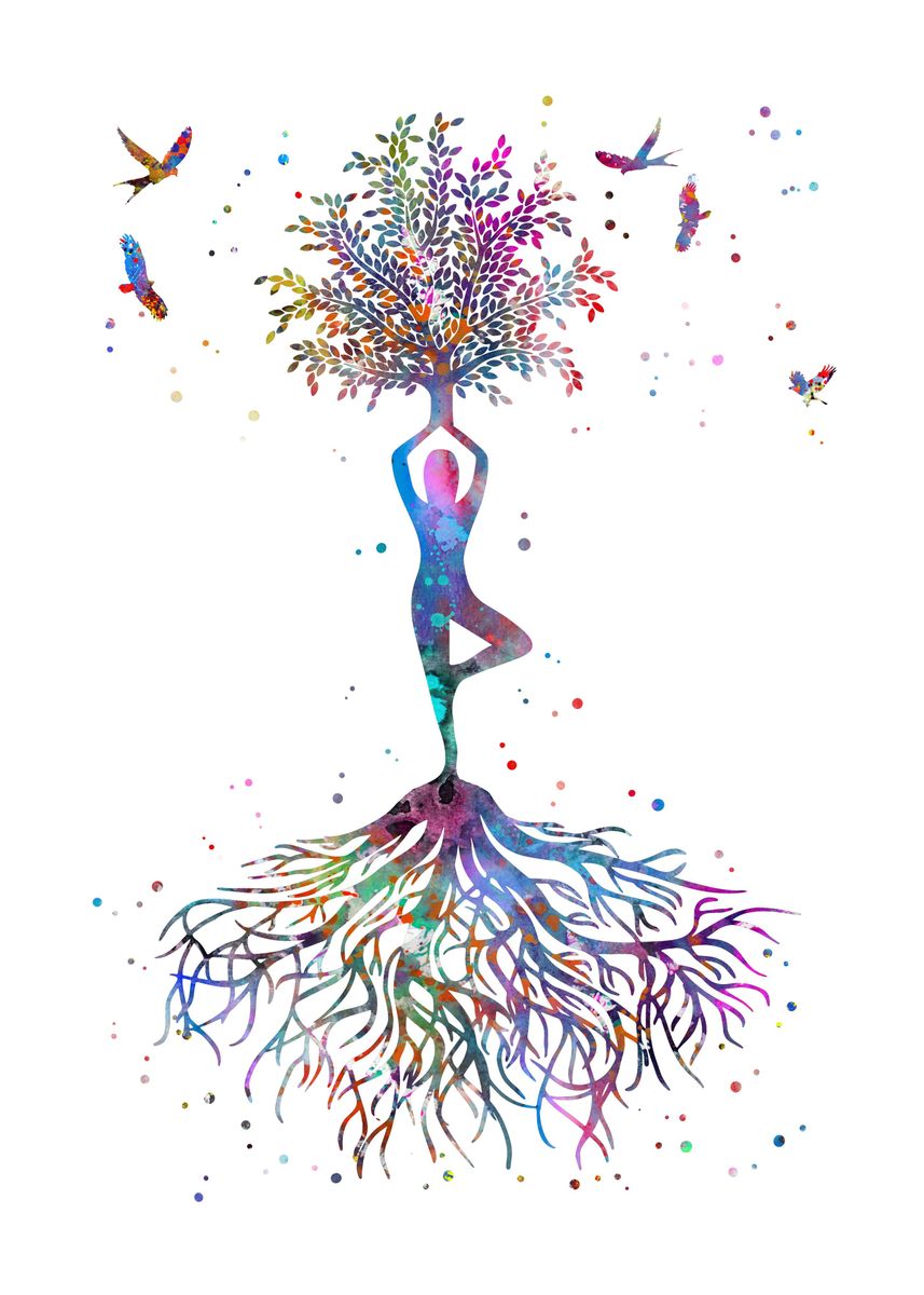 'Yoga tree ' Poster, picture, metal print, paint by RosaliasArt | Displate
