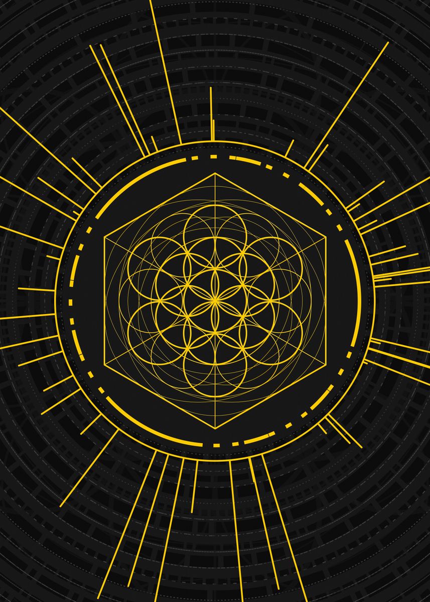 'Gold Glyph Mandala Rune' Poster, picture, metal print, paint by Holy ...