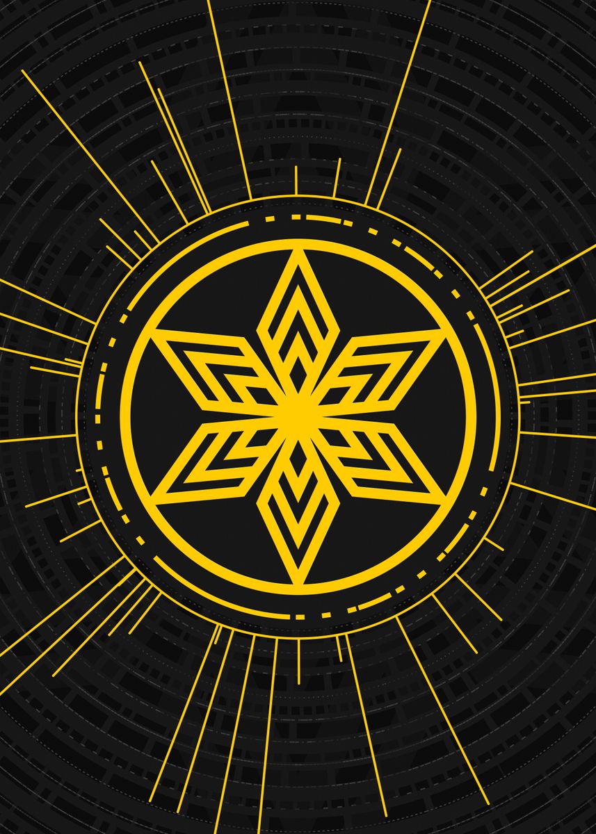 'Yellow Glyph Mandala Rune' Poster, picture, metal print, paint by Holy ...