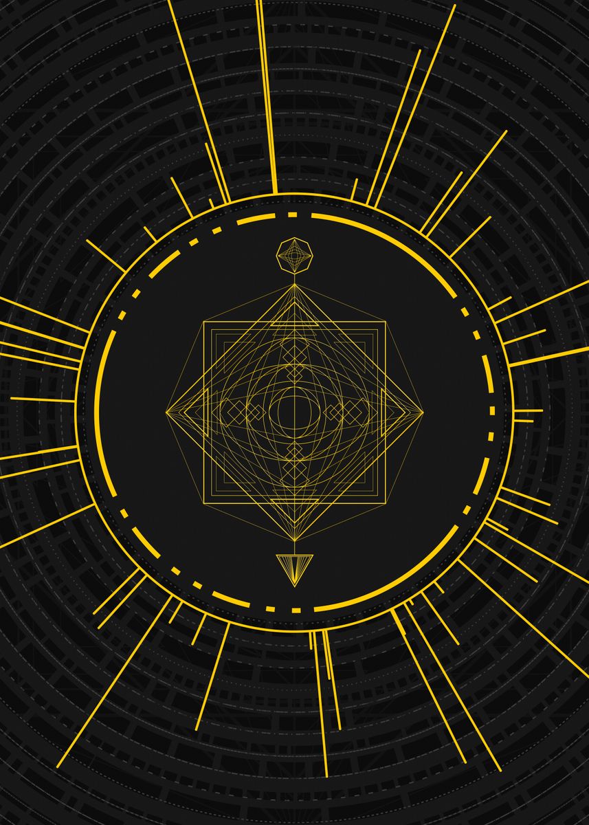 'Gold Geometric Glyph Rune' Poster, picture, metal print, paint by Holy ...