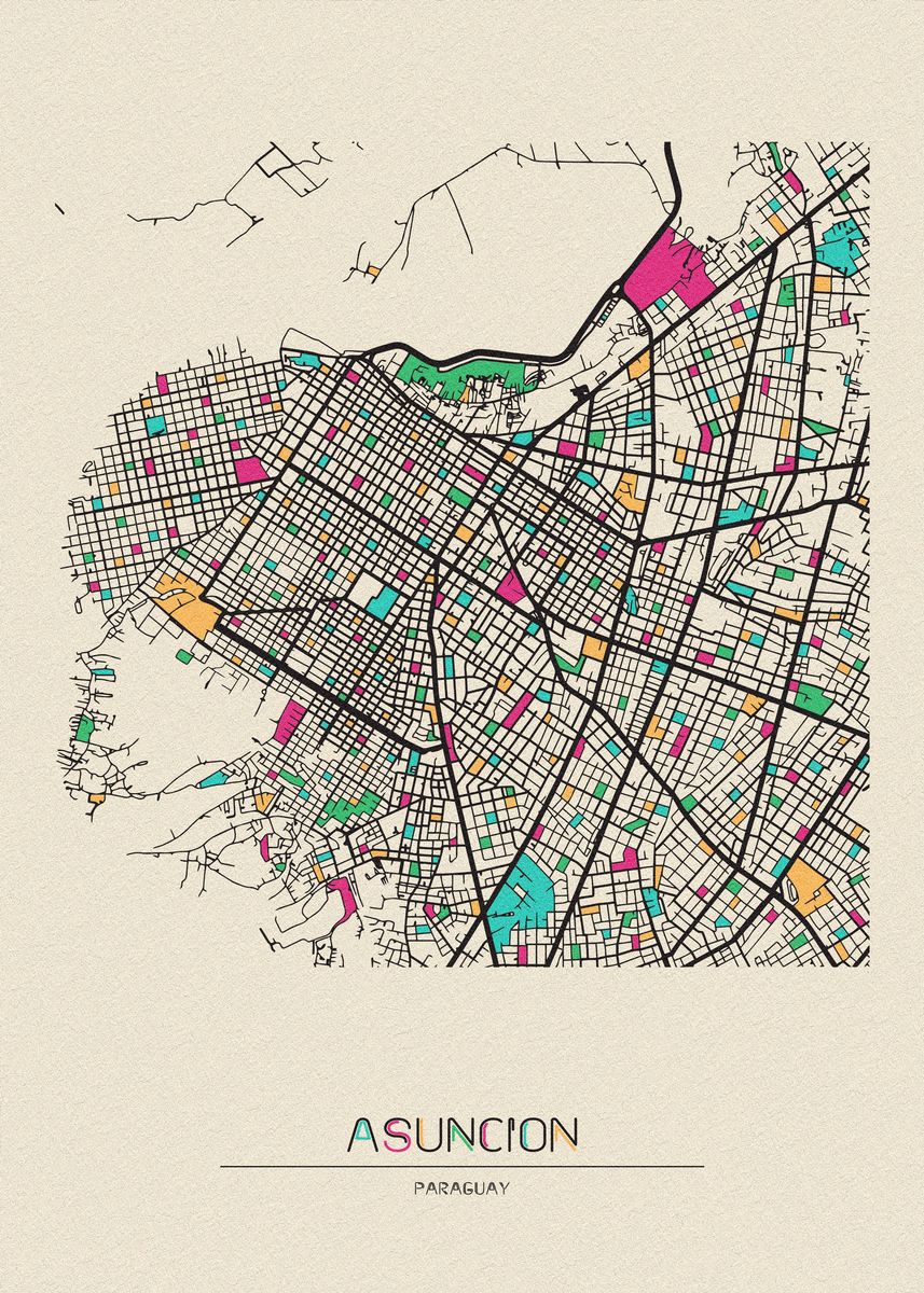 'Asuncion Map' Poster by Deniz A. | Displate