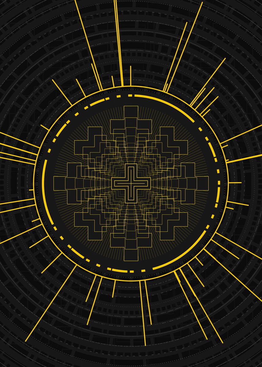 'Gold Sacred Geometry Glyph' Poster by Holy Rock Design | Displate