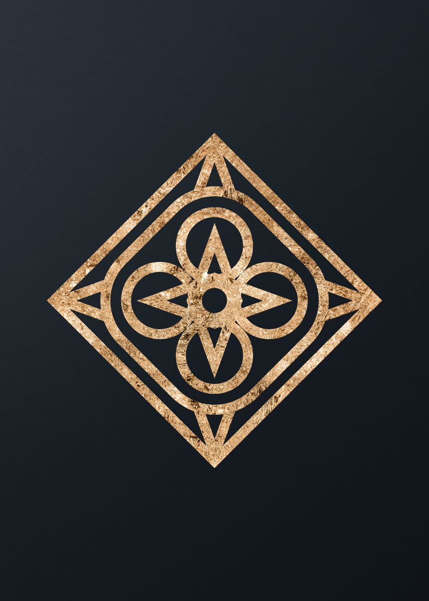 'Gold Geometric Glyph Rune' Poster, picture, metal print, paint by Holy ...