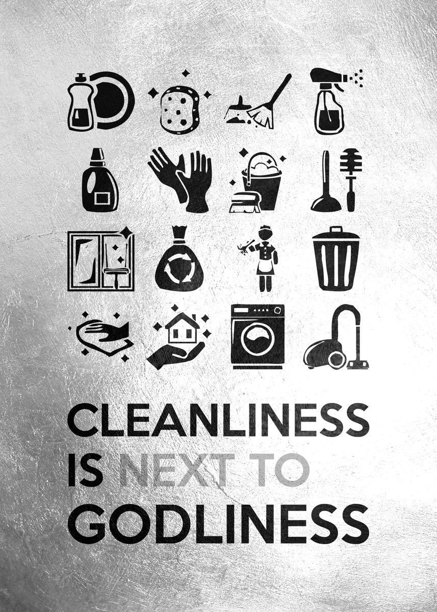'Cleanliness Is Godliness' Poster, picture, metal print, paint by ...