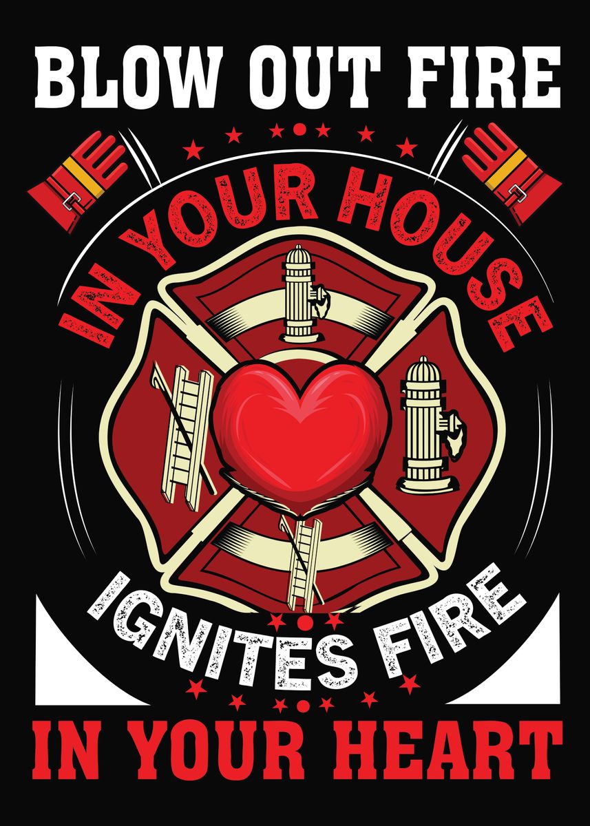'Firefighter Fireman Fire' Poster, picture, metal print, paint by ...