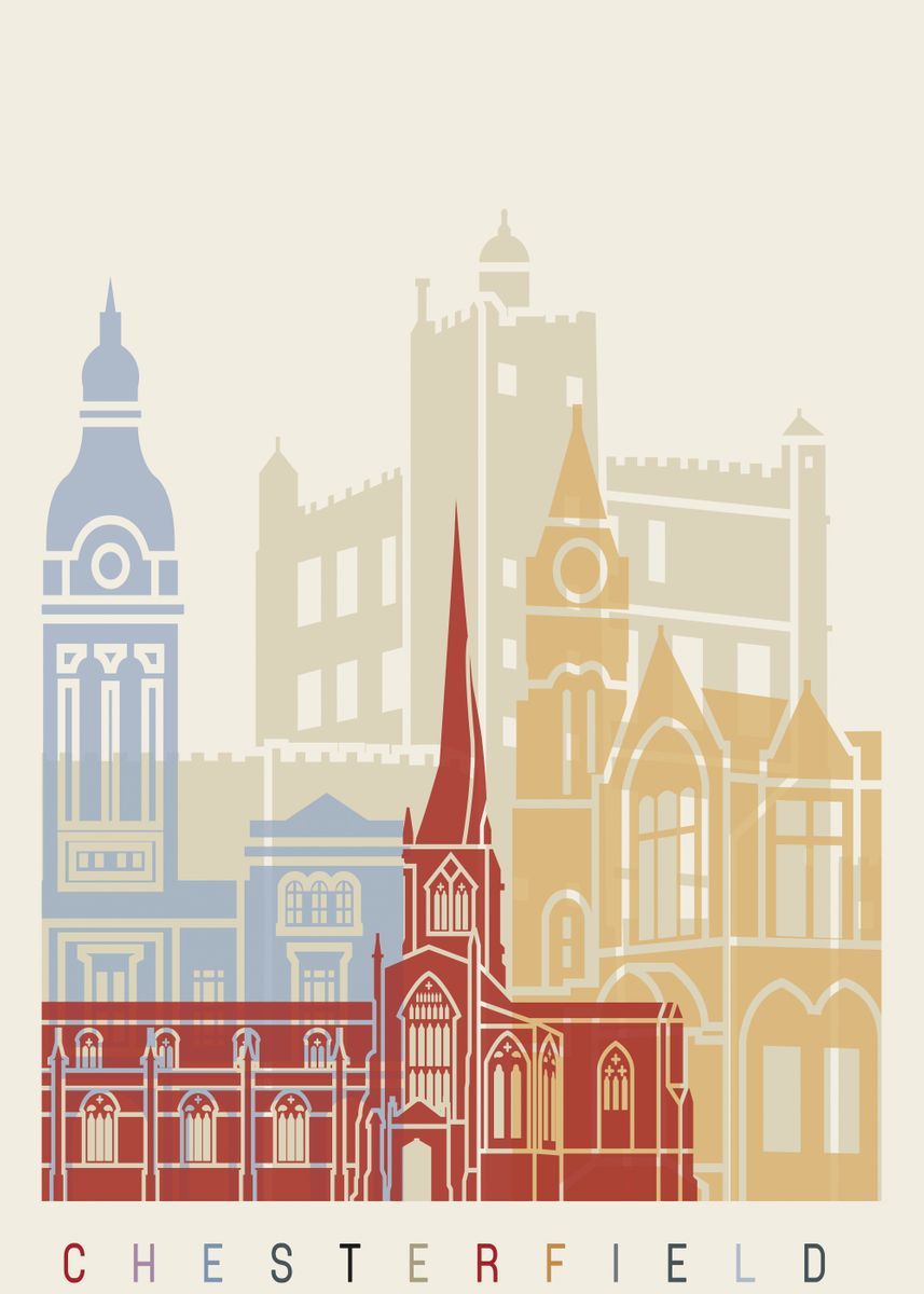 'Chesterfield Uk skyline ' Poster by Cristina Romero | Displate