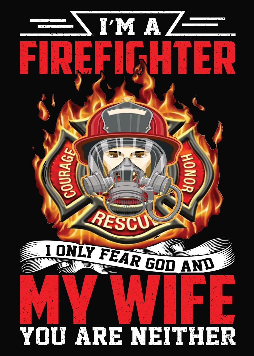 'Firefighter Fireman Fire' Poster, picture, metal print, paint by ...