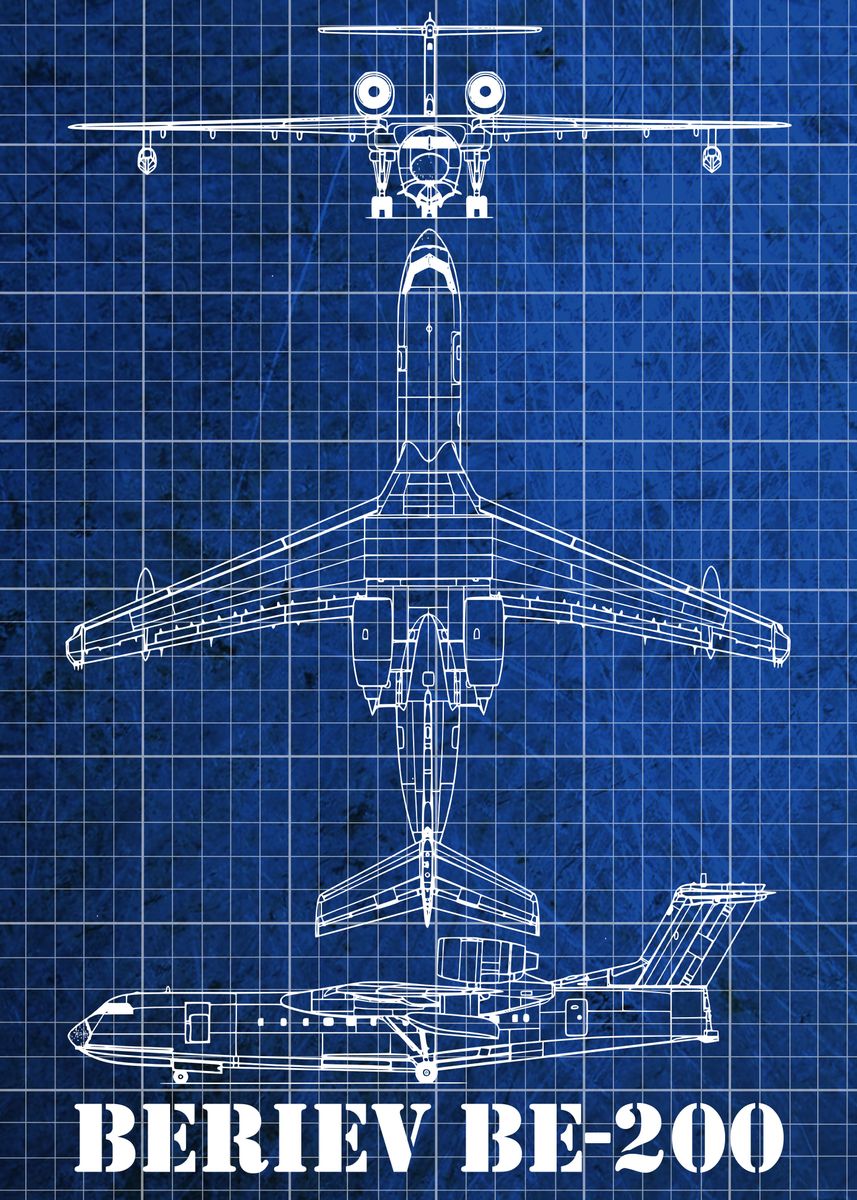'Blueprint of Beriev BE200' Poster by Geoji Jacob | Displate