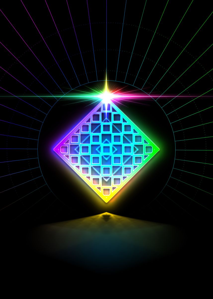 'Neon Geometric Glyph Rune' Poster by Holy Rock Design | Displate