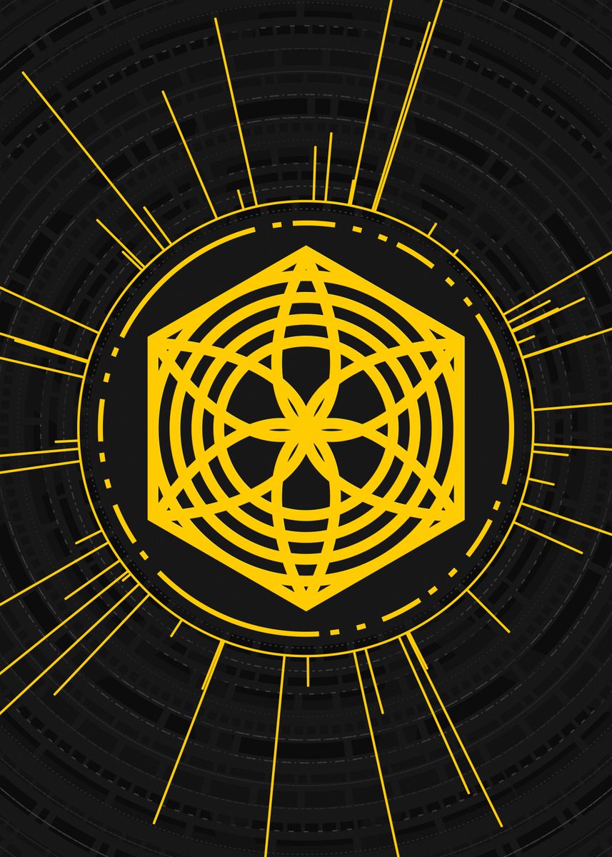 'Gold Geometric Glyph Sign' Poster by Holy Rock Design | Displate