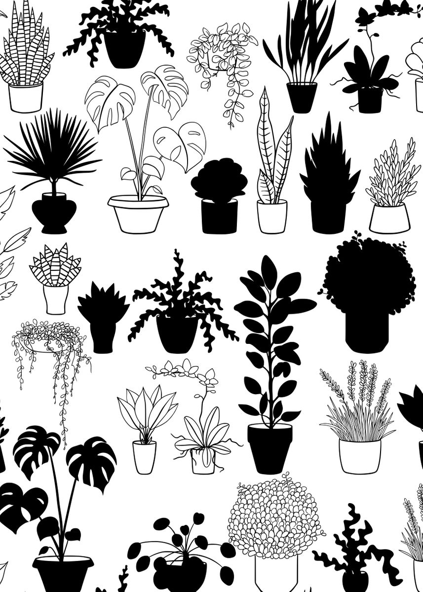 'Potted Plant Pattern 9' Poster, picture, metal print, paint by Josh B ...