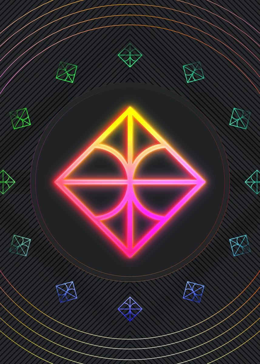 'Neon Geometric Glyph Sign' Poster, picture, metal print, paint by Holy ...