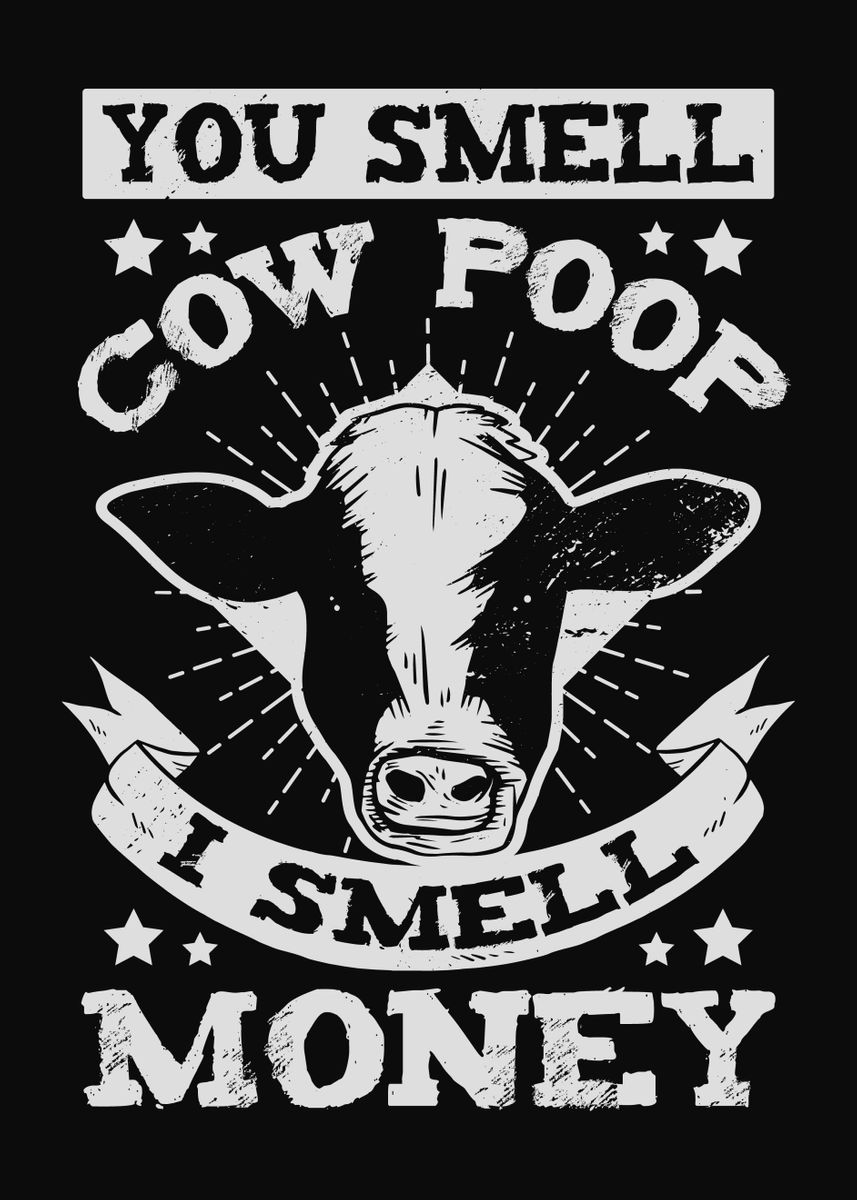 'Funny Cow Farming Design' Poster, picture, metal print, paint by ...