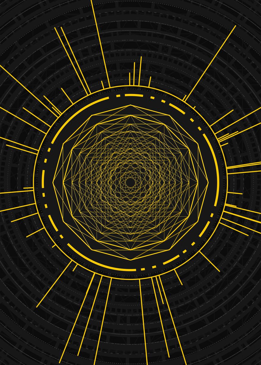 'Gold Sacred Geometry Glyph' Poster, picture, metal print, paint by ...