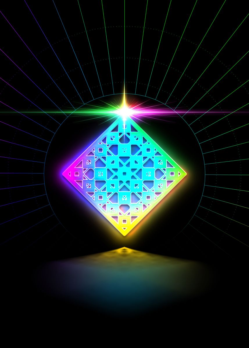 'Neon Geometric Glyph Rune' Poster by Holy Rock Design | Displate