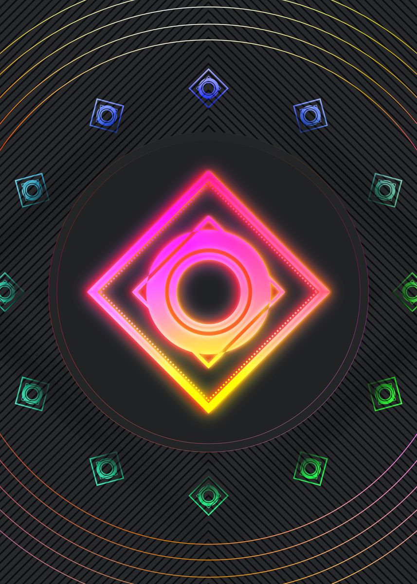 'Neon Sacred Geometry Glyph' Poster by Holy Rock Design | Displate