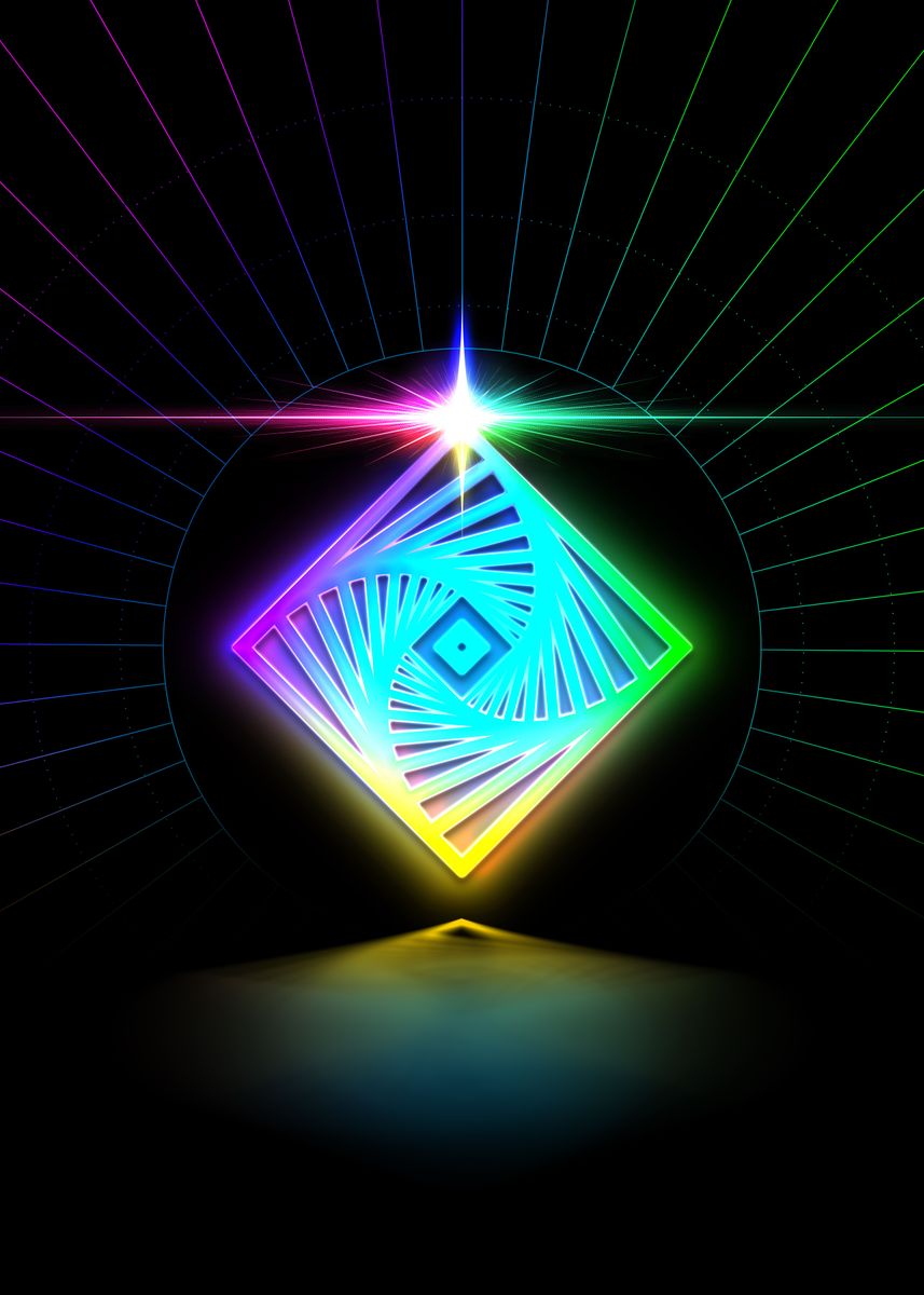 'Neon Geometric Glyph Sign' Poster by Holy Rock Design | Displate