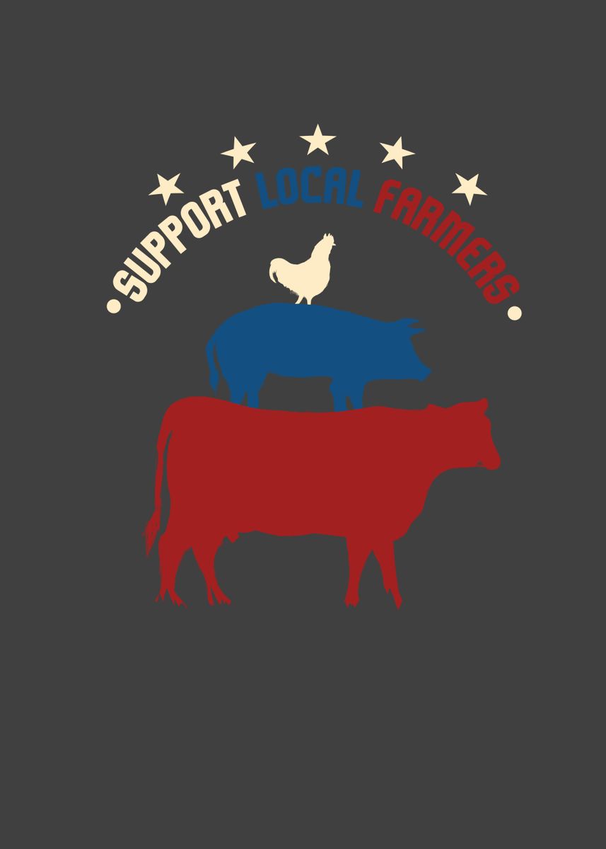 'Support Your Local Farmers' Poster, picture, metal print, paint by ...