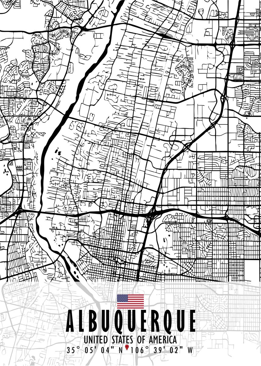 'Albuquerque Map USA' Poster, picture, metal print, paint by Artistic ...