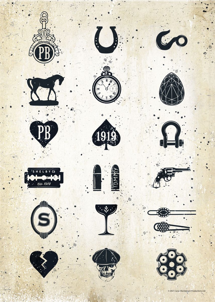 'Peaky Blinders Symbols' Poster, picture, metal print, paint by Peaky ...