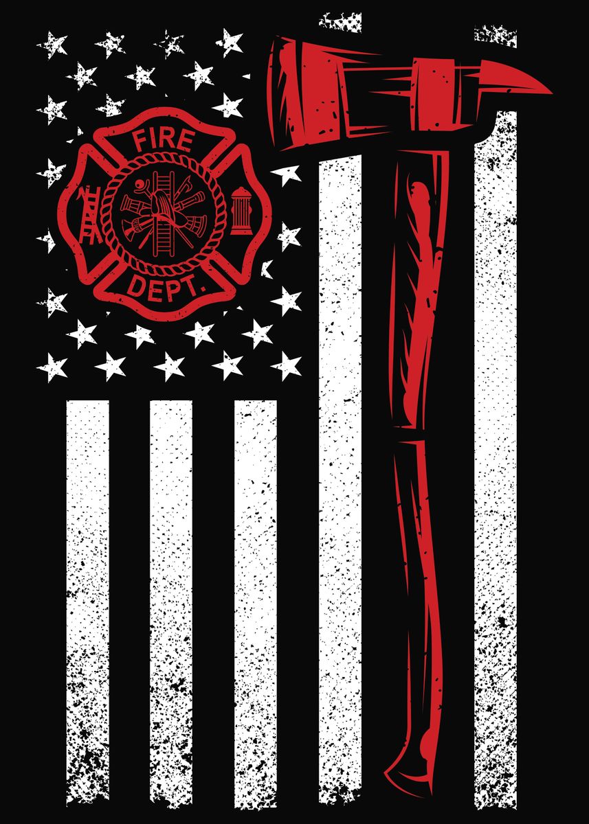 'Firefighter Fireman Fire' Poster, picture, metal print, paint by ...