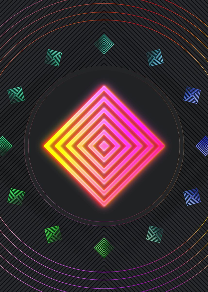 'Neon Sacred Geometry Glyph' Poster by Holy Rock Design | Displate