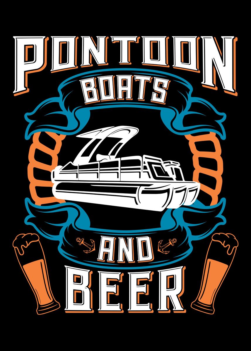 'Pontoon Boat Boating' Poster, picture, metal print, paint by ...