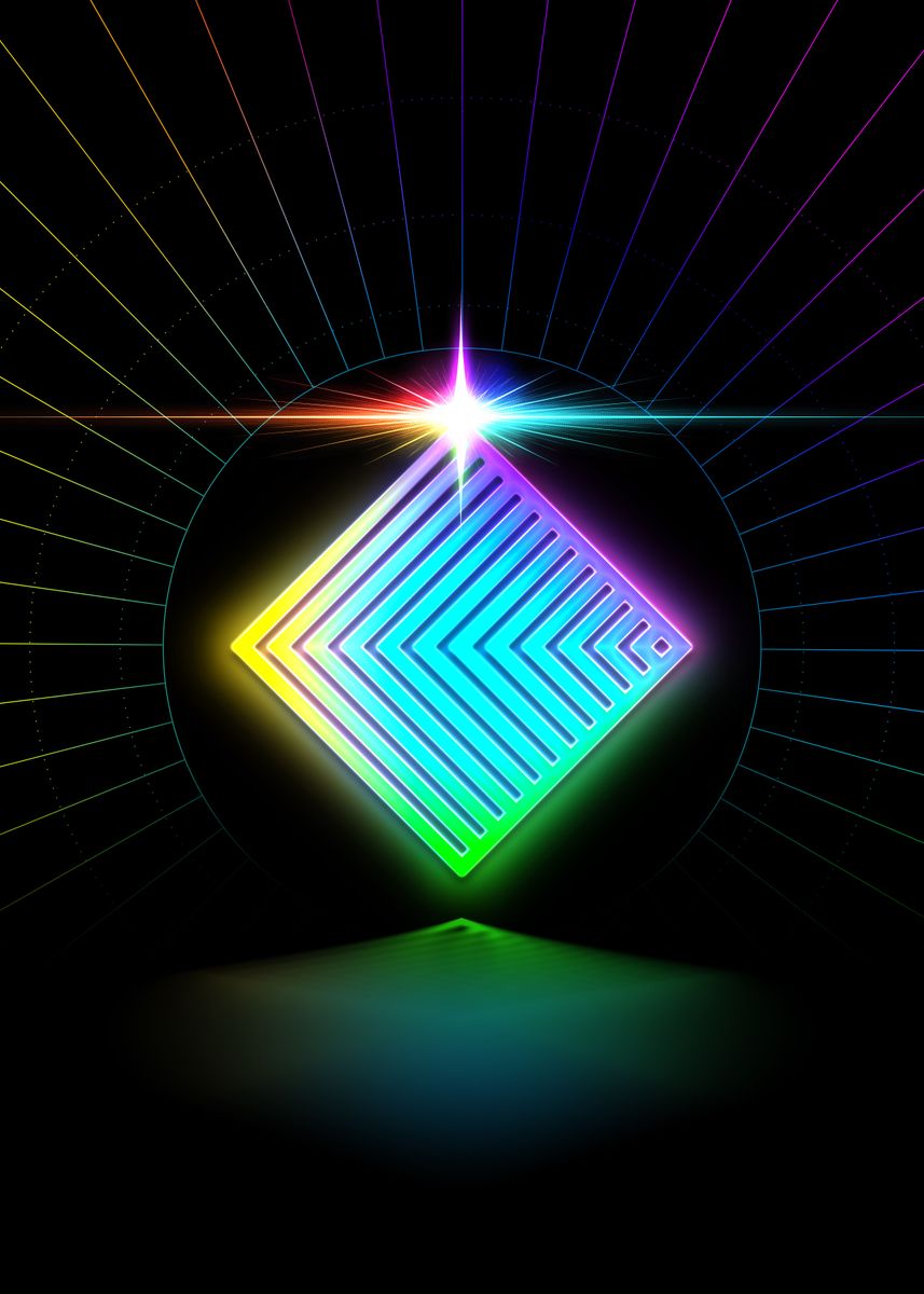 'Neon Geometric Glyph Sign' Poster, picture, metal print, paint by Holy ...