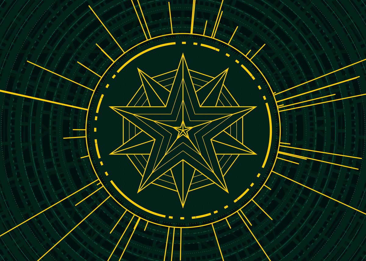 'Yellow Glyph Mandala Rune' Poster by Holy Rock Design | Displate