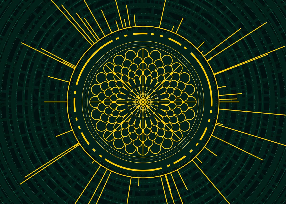 'Yellow Gold Magic Circle' Poster by Holy Rock Design | Displate