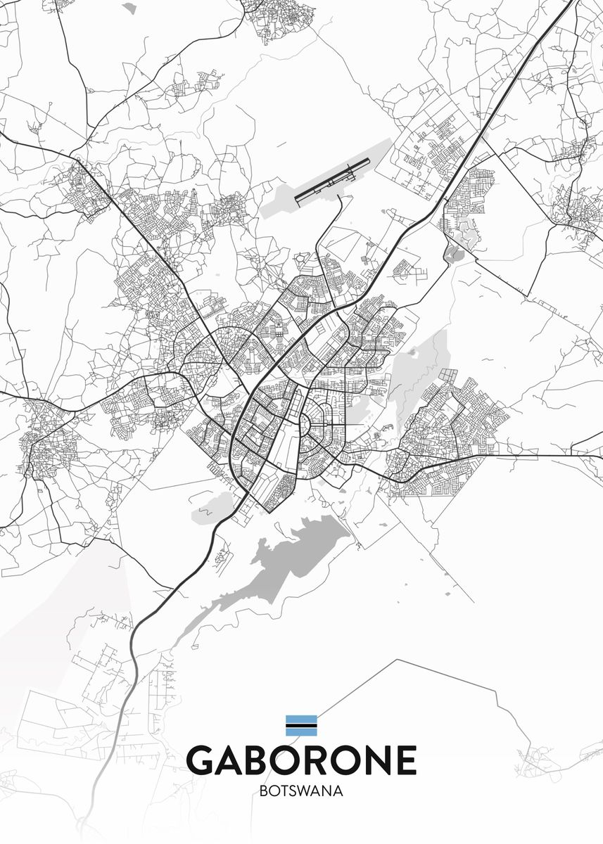 'Gaborone BW' Poster, picture, metal print, paint by IMR Designs | Displate